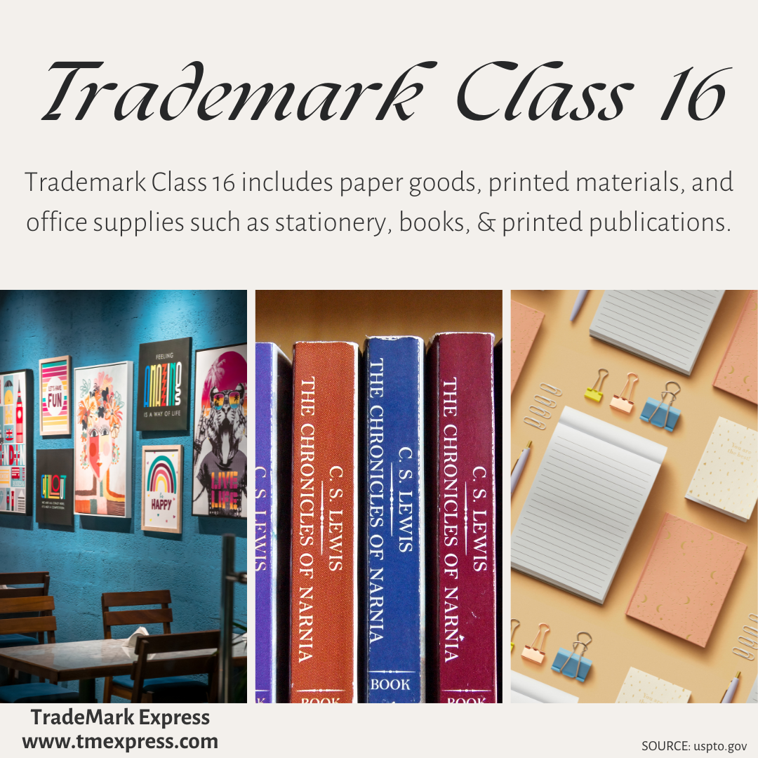 Trademark Class 16: Paper Goods & Books